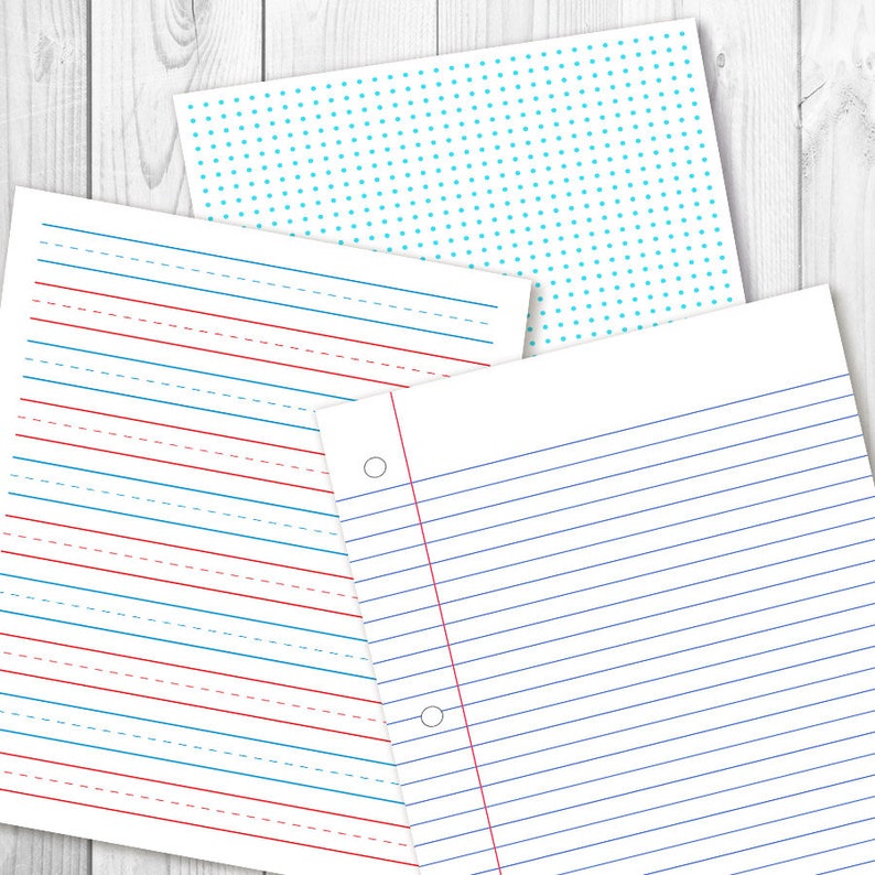 School Digital Papers, Handwriting Practice, Back to School, Lined ...