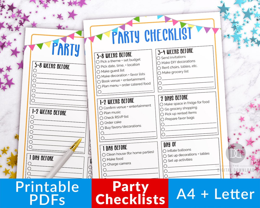 Party Checklists Printables, Party Planner Printable, Event Checklist ...