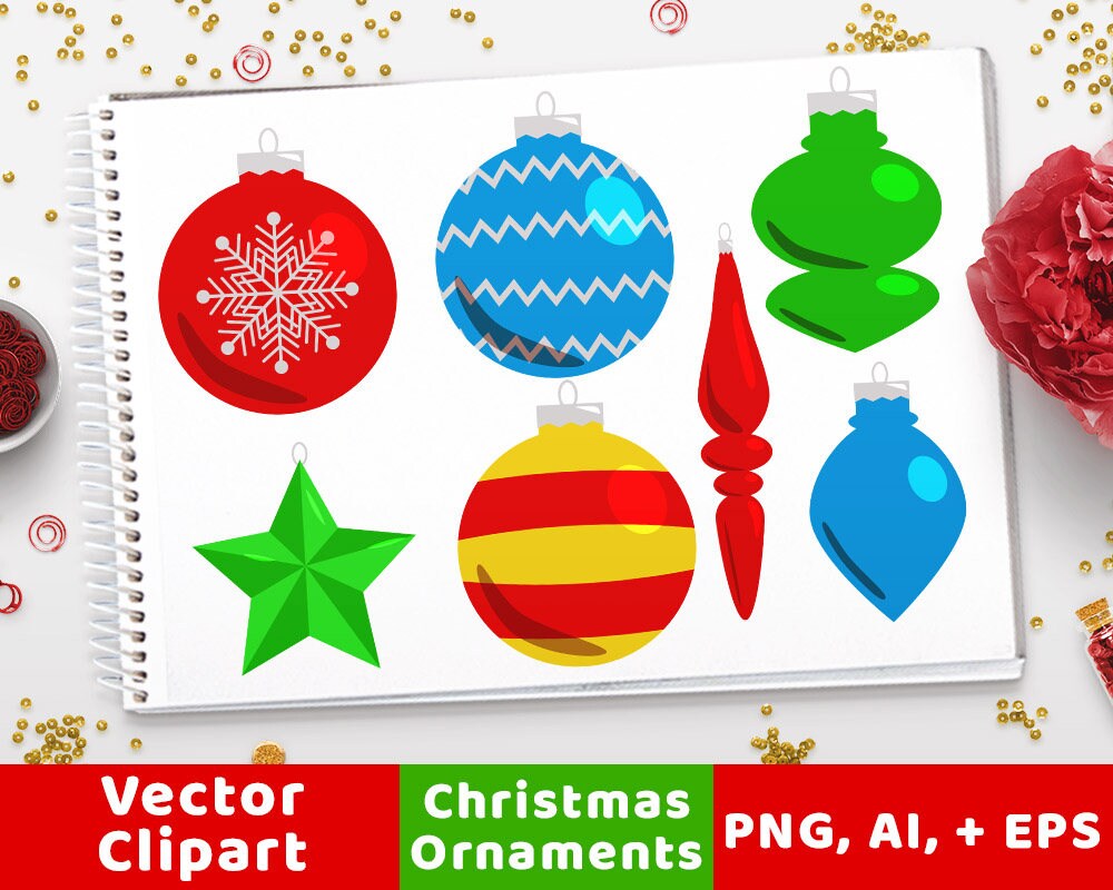 40 Christmas Ornaments Clipart Holiday Clipart Christmas | Etsy