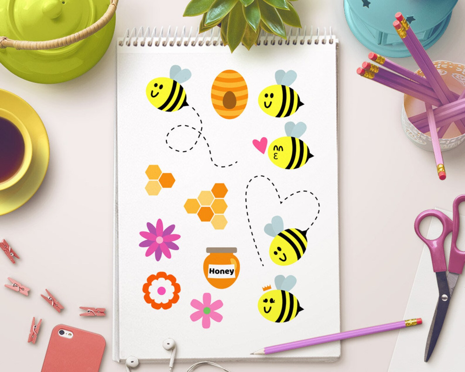 Bee Clipart Commercial Use Summer Clipart Queen Bee Clipart | Etsy