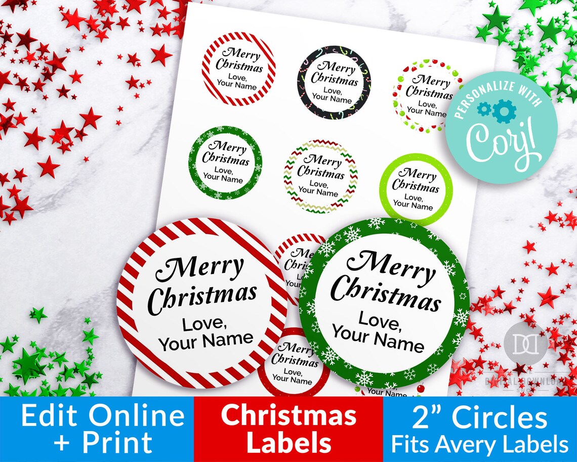 Christmas Labels Editable- Round, Printable Christmas Tags ...