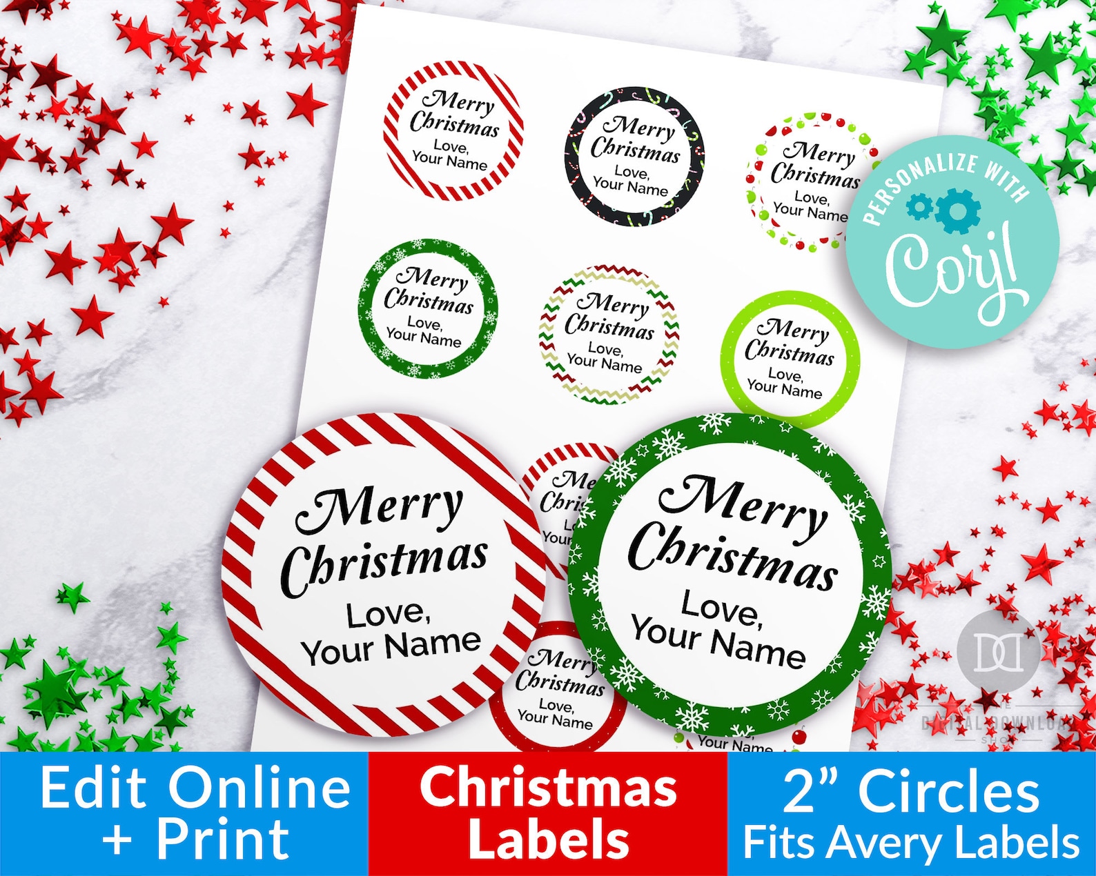 Christmas Labels Editable- Round, Printable Christmas Tags ...