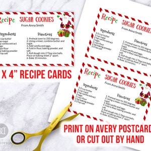 Santa Cookie Recipe Card Printable, Editable Christmas Cookie Recipe ...