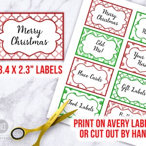 Christmas Labels Printable Red Green, Editable Christmas Gift Labels ...