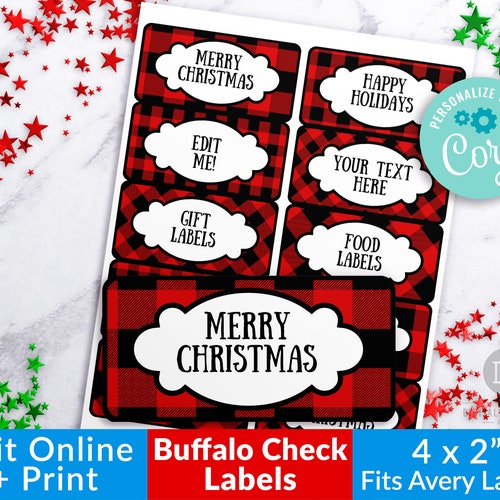 INSTANT DOWNLOAD EDITABLE Buffalo Plaid Christmas Labels - Etsy