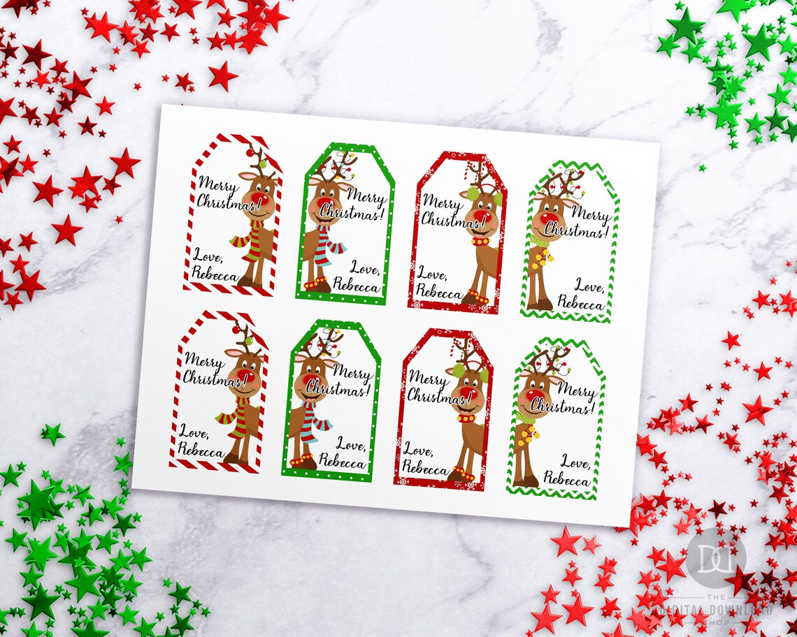 Reindeer Tags Editable Printable Reindeer Labels Christmas - Etsy