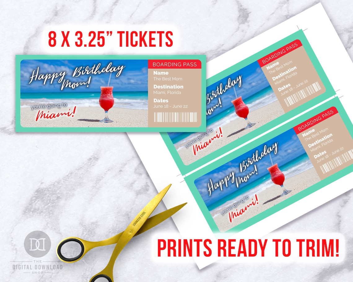 Boarding Pass Template Printable Editable Beach Vacation | Etsy