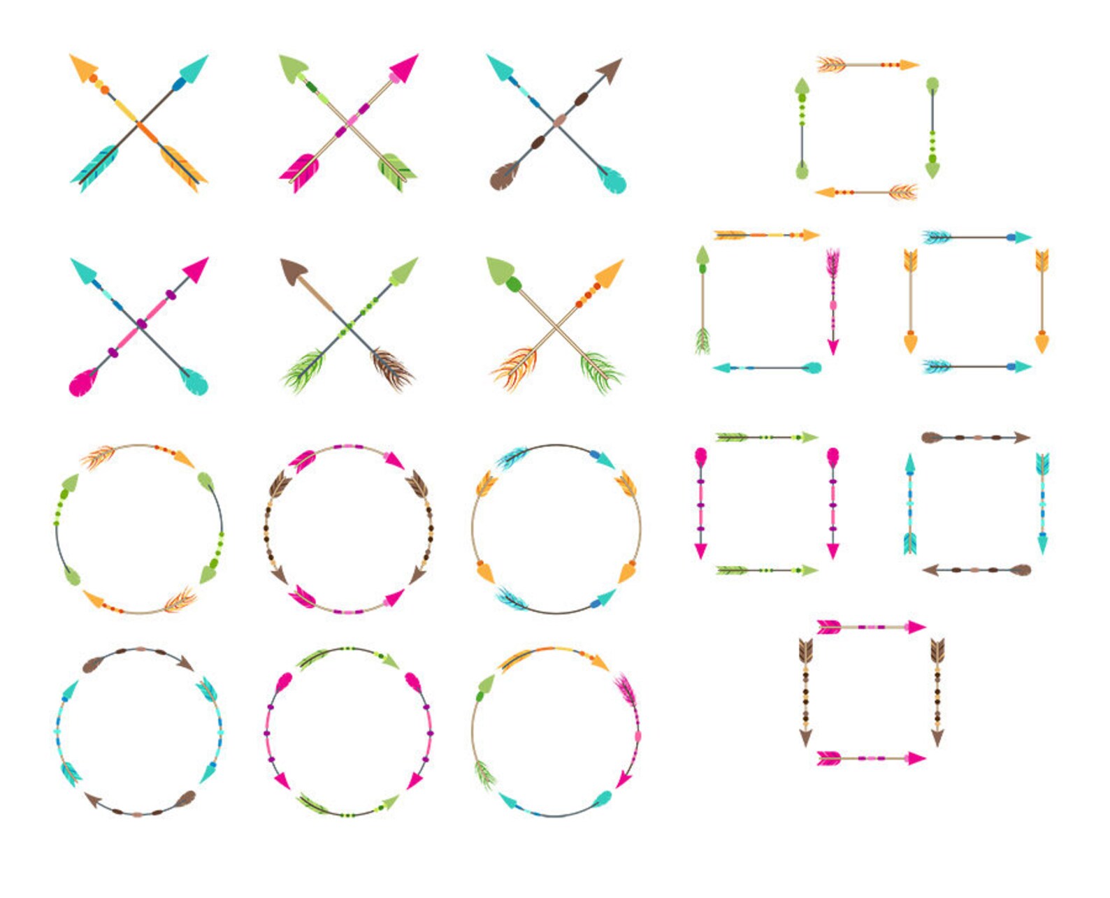 18 Colorful Arrows Clipart Arrow Wreath Clipart Crossed | Etsy