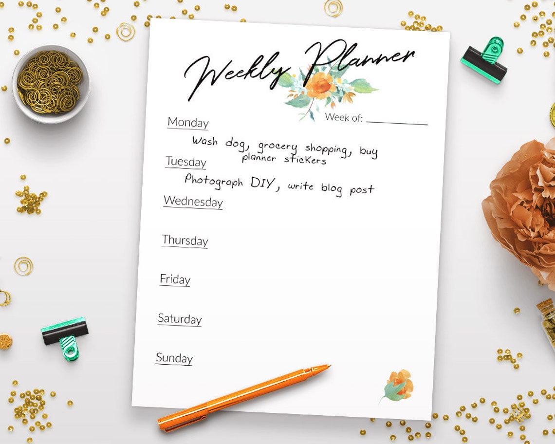 Weekly Planner Printable Watercolor Weekly Schedule - Etsy