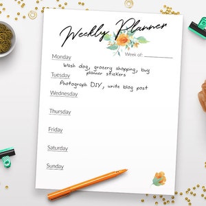 Weekly Planner Printable Watercolor, Weekly Schedule Printable, Undated ...