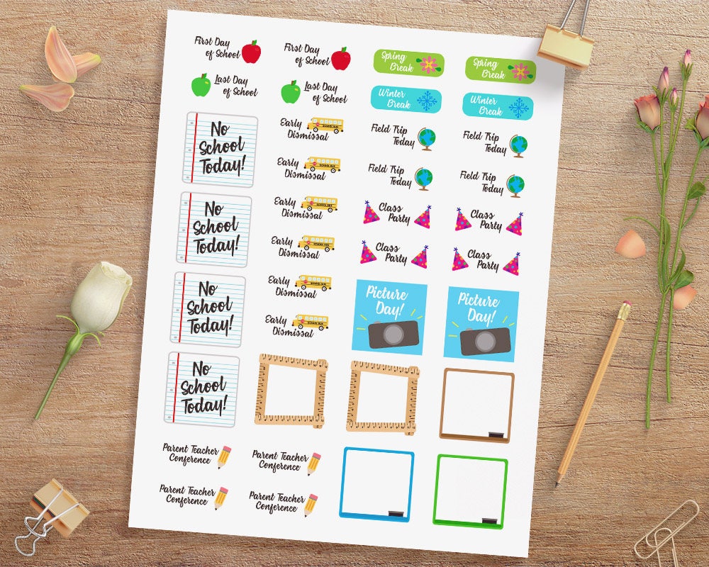 School Year Stickers, School Stickers, Back to School, Bullet Journal ...