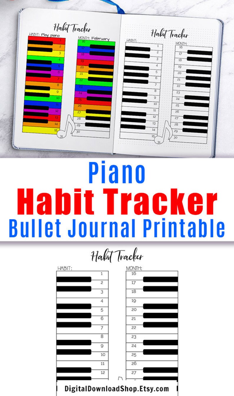 Piano Habit Tracker Printable Piano Practice Tracker Music - Etsy