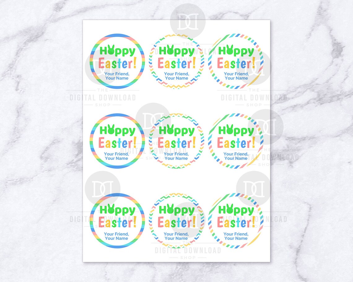 Hoppy Easter Stickers Printable Easter Labels Printable - Etsy
