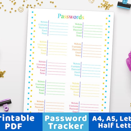 Password Tracker Printable Password Keeper Password Log - Etsy