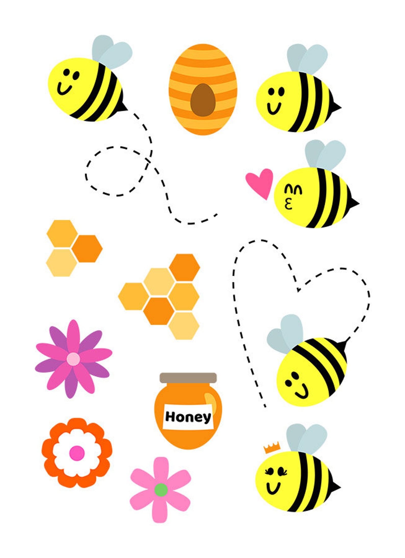 Bee Clipart Commercial Use Summer Clipart Queen Bee Clipart | Etsy