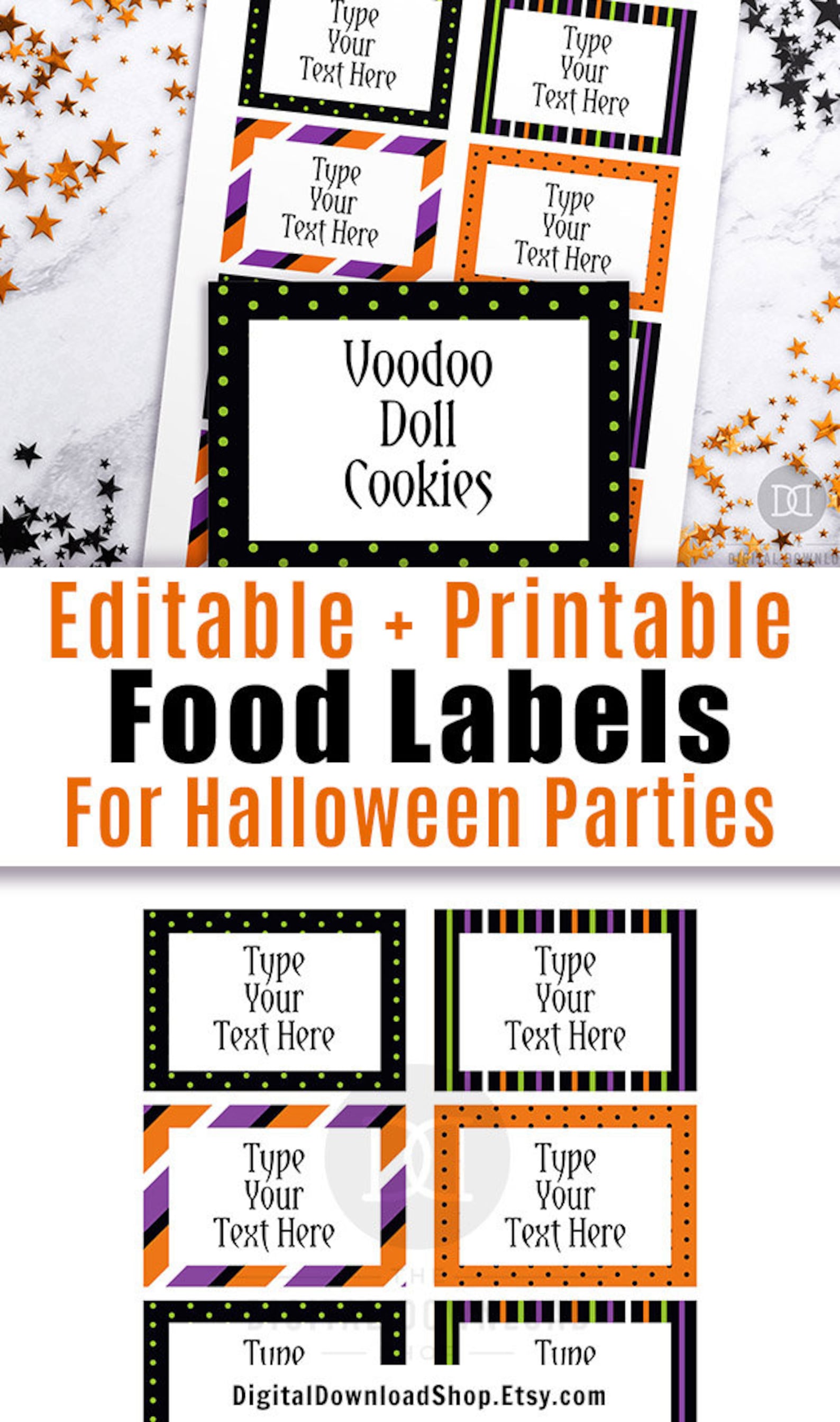 Halloween Food Labels Printable Halloween Editable Food Tags | Etsy