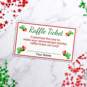 Christmas Raffle Ticket Template Editable, Holiday Printable Raffle ...
