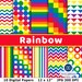 Rainbow Digital Papers, Rainbow Patterns, Seamless Birthday Digital ...