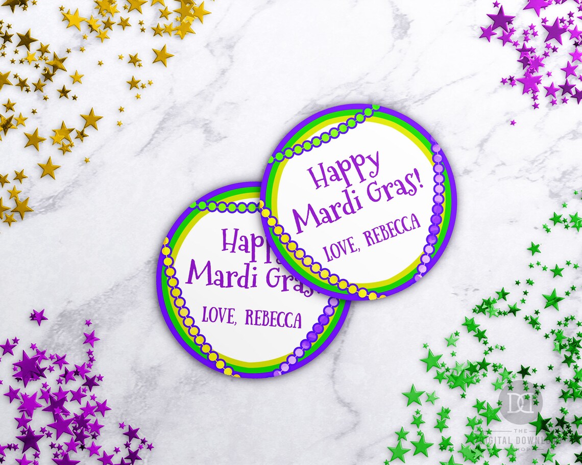 Mardi Gras Labels Editable Template Printable Mardi Gras | Etsy