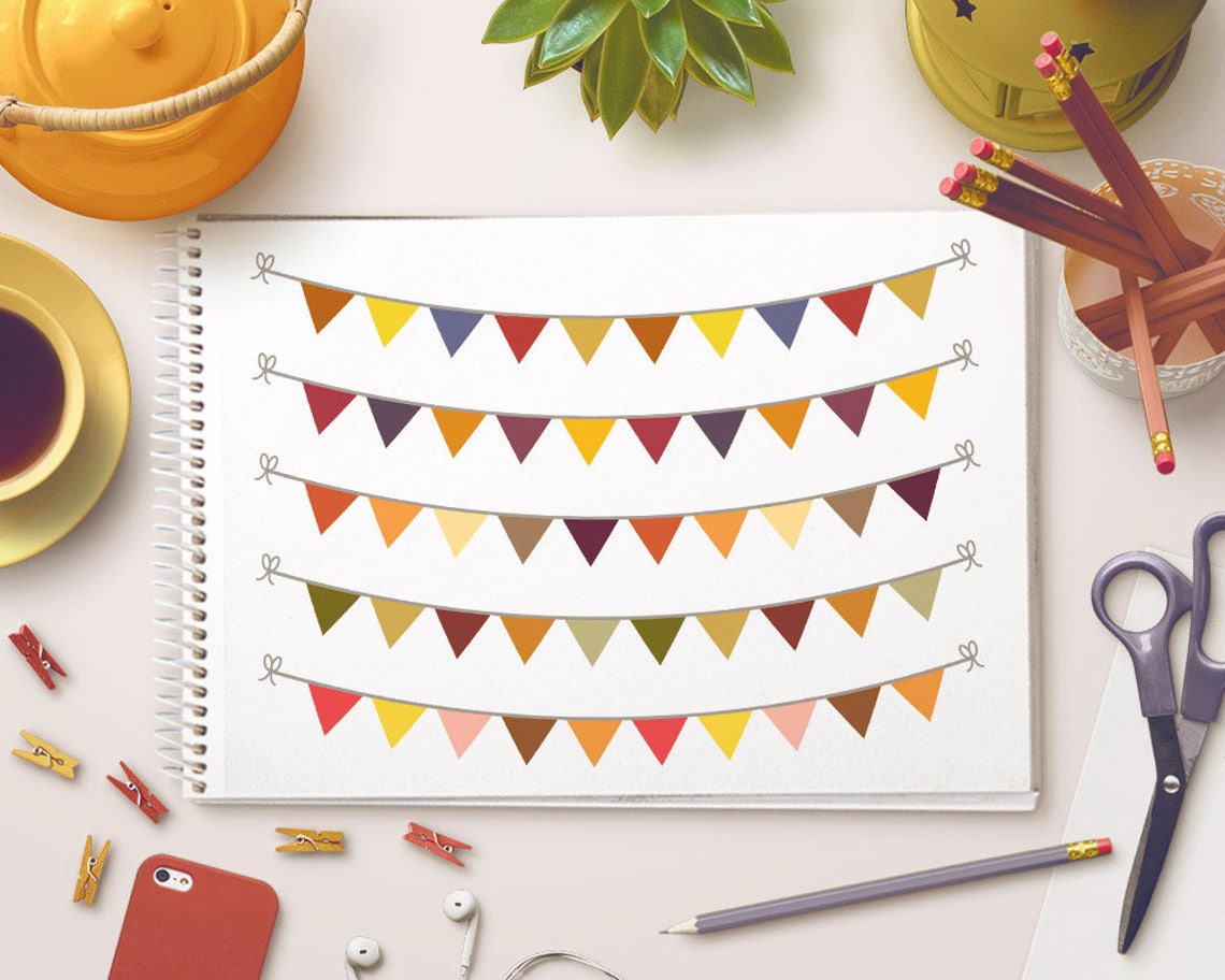 Fall Bunting Clipart, Bunting Banner Clipart, Autumn Bunting SVG ...