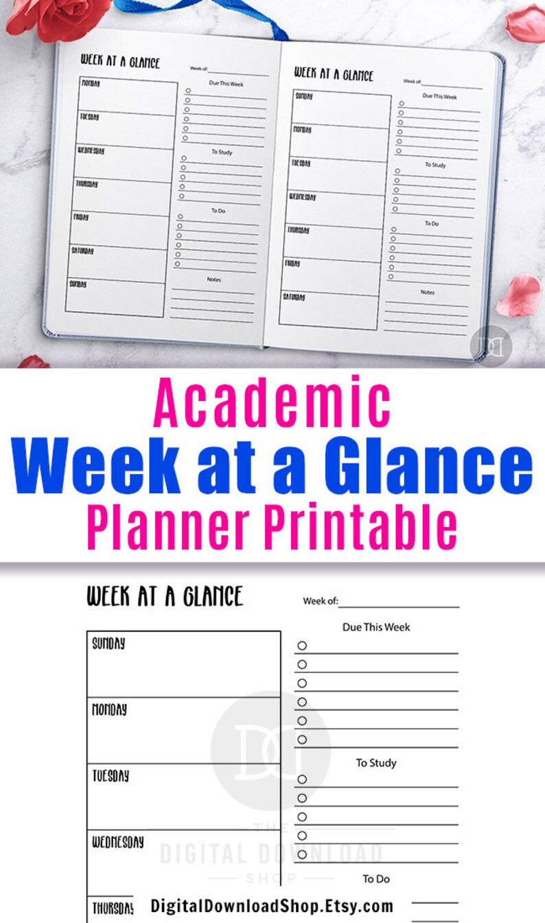 Academic Weekly Planner Printable, Bujo Journal Weekly Planner ...