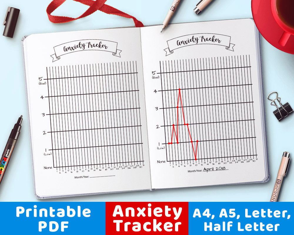 Anxiety Tracker Bullet Journal Printable, Anxiety Journal, Anxiety ...