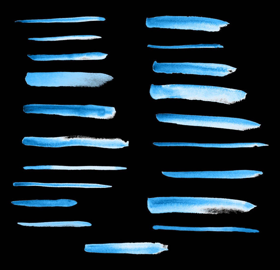 20 Blue Watercolor Brush Strokes Clipart Thin Paint Strokes - Etsy