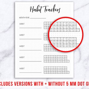Mini Habit Trackers Printable, Bujo Journal Habit Trackers, 31 Day ...