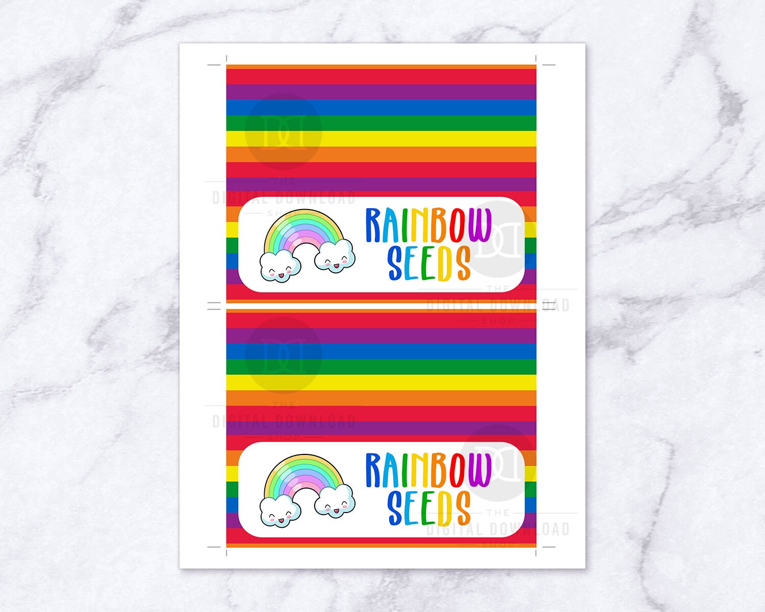 Rainbow Seeds Treat Bag Topper Printable St. Patrick's | Etsy