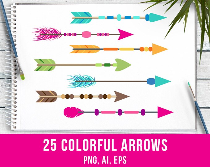 25 Colorful Arrows Clipart Tribal Arrow Clipart Boho Arrows - Etsy