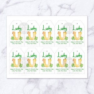 St. Patrick's Day Favor Tags Printable, Lucky U Tags, Editable St ...