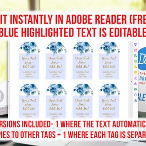 Gift Tags Printable- Blue Florals, Editable Printable Tag, Printable ...