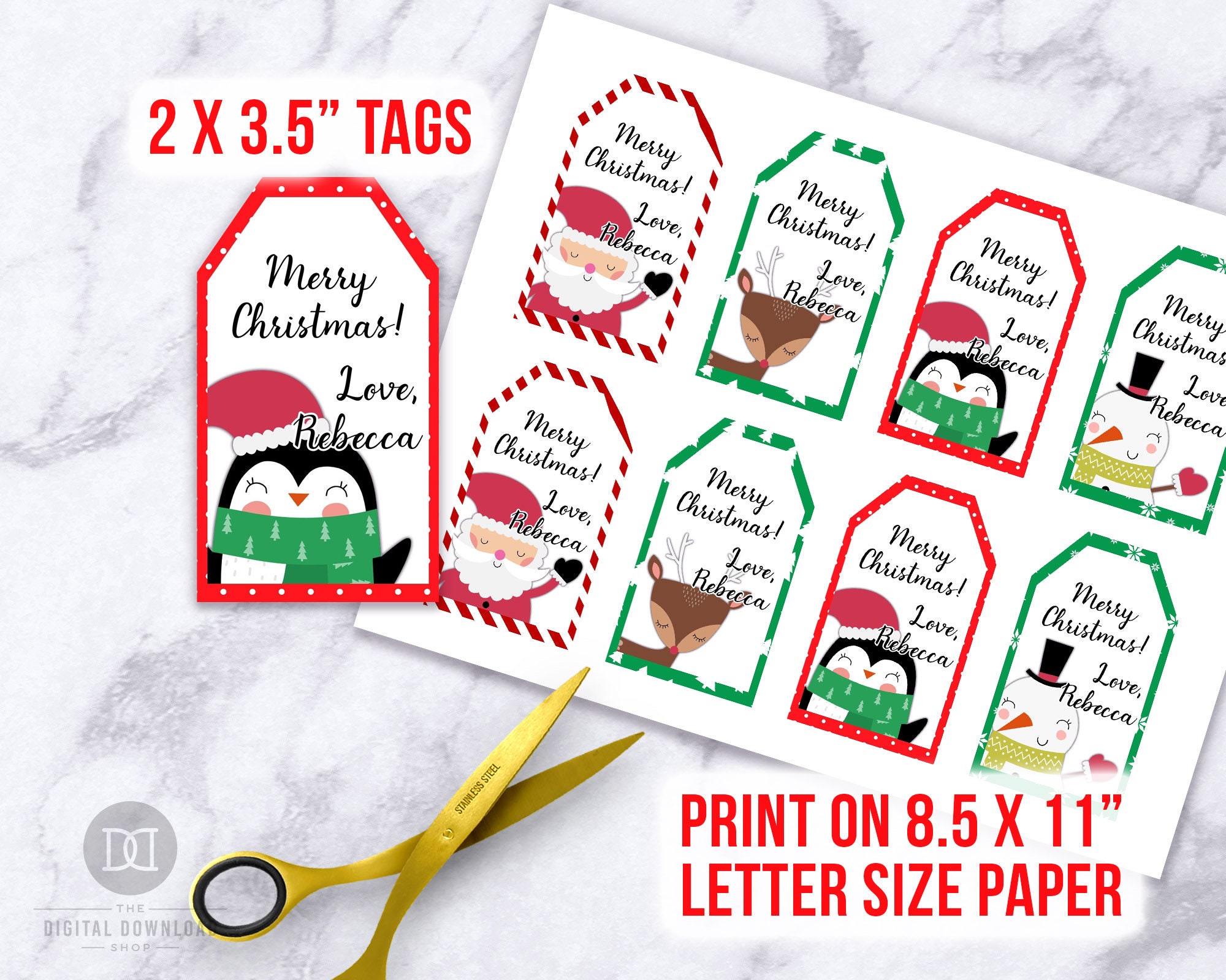 Christmas Tags Editable Printable Holiday Party Labels | Etsy