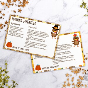 Thanksgiving Recipe Card Printable, Editable Thanksgiving Recipe ...