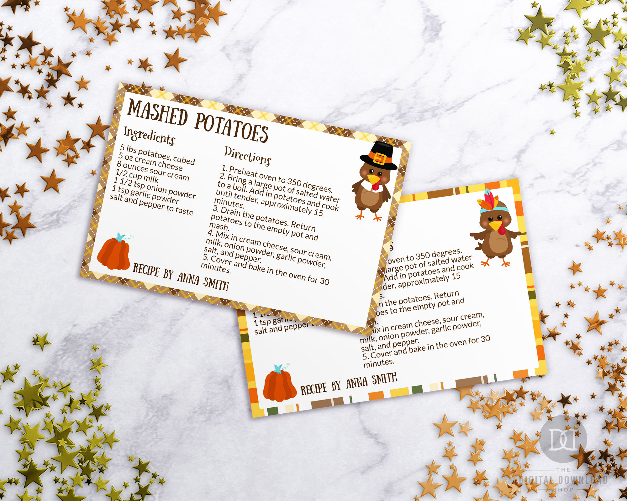 Thanksgiving Recipe Card Printable, Editable Thanksgiving Recipe ...
