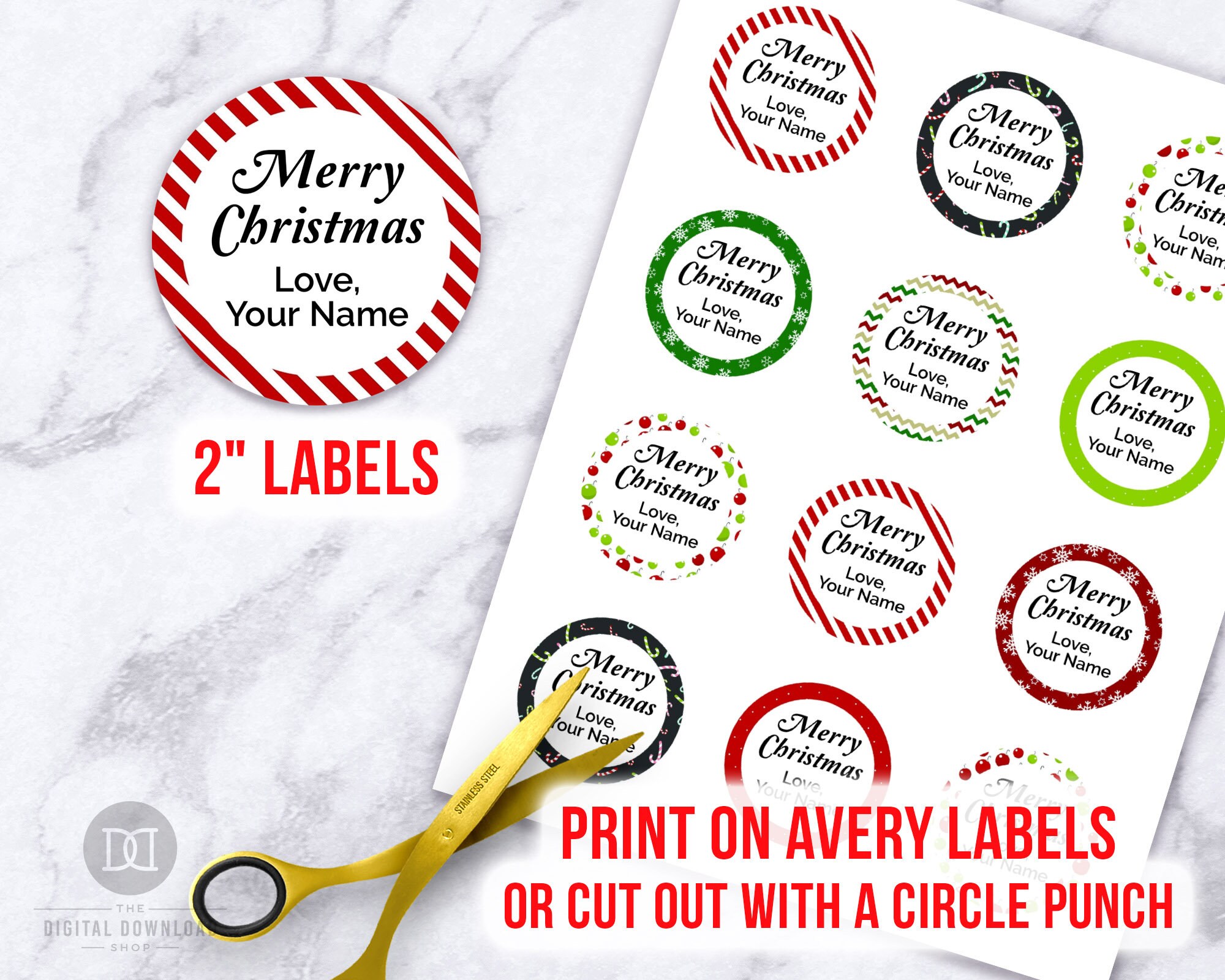 Christmas Labels Editable- Round, Printable Christmas Tags ...