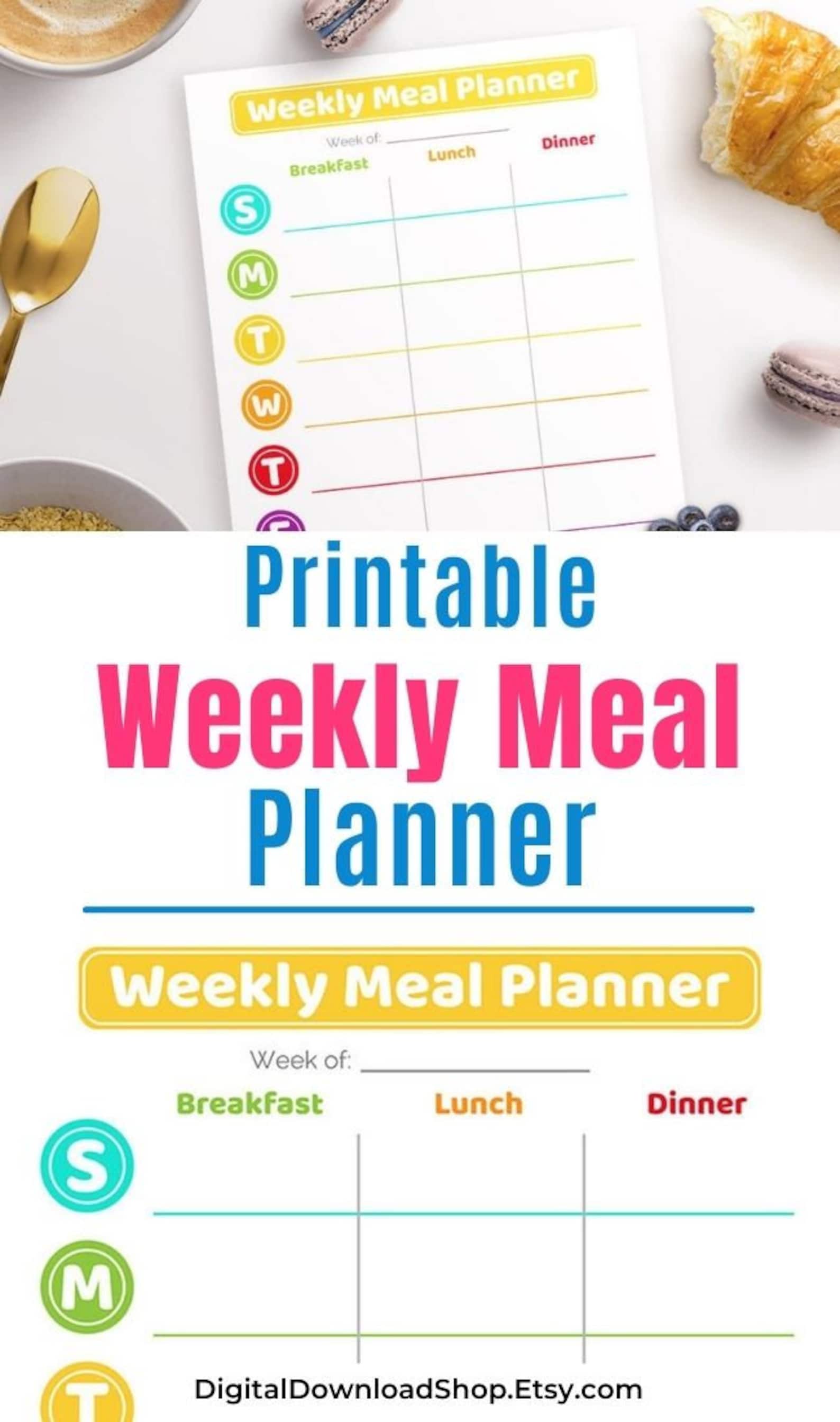 Weekly Menu Plan Printable Rainbow Circles Printable Menu - Etsy