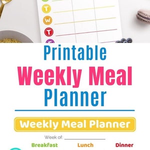 Weekly Menu Plan Printable- Rainbow Circles, Printable Menu Planner ...