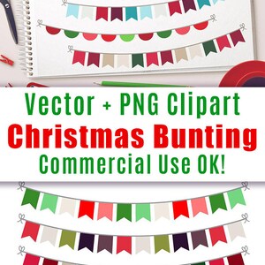 Christmas Bunting Clipart, Christmas Clipart, Holiday Bunting, Holiday ...