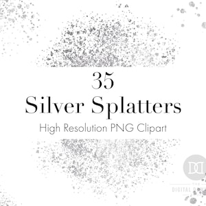 Silver Splatters Clipart, Silver Digital Paint Splatter Overlays ...