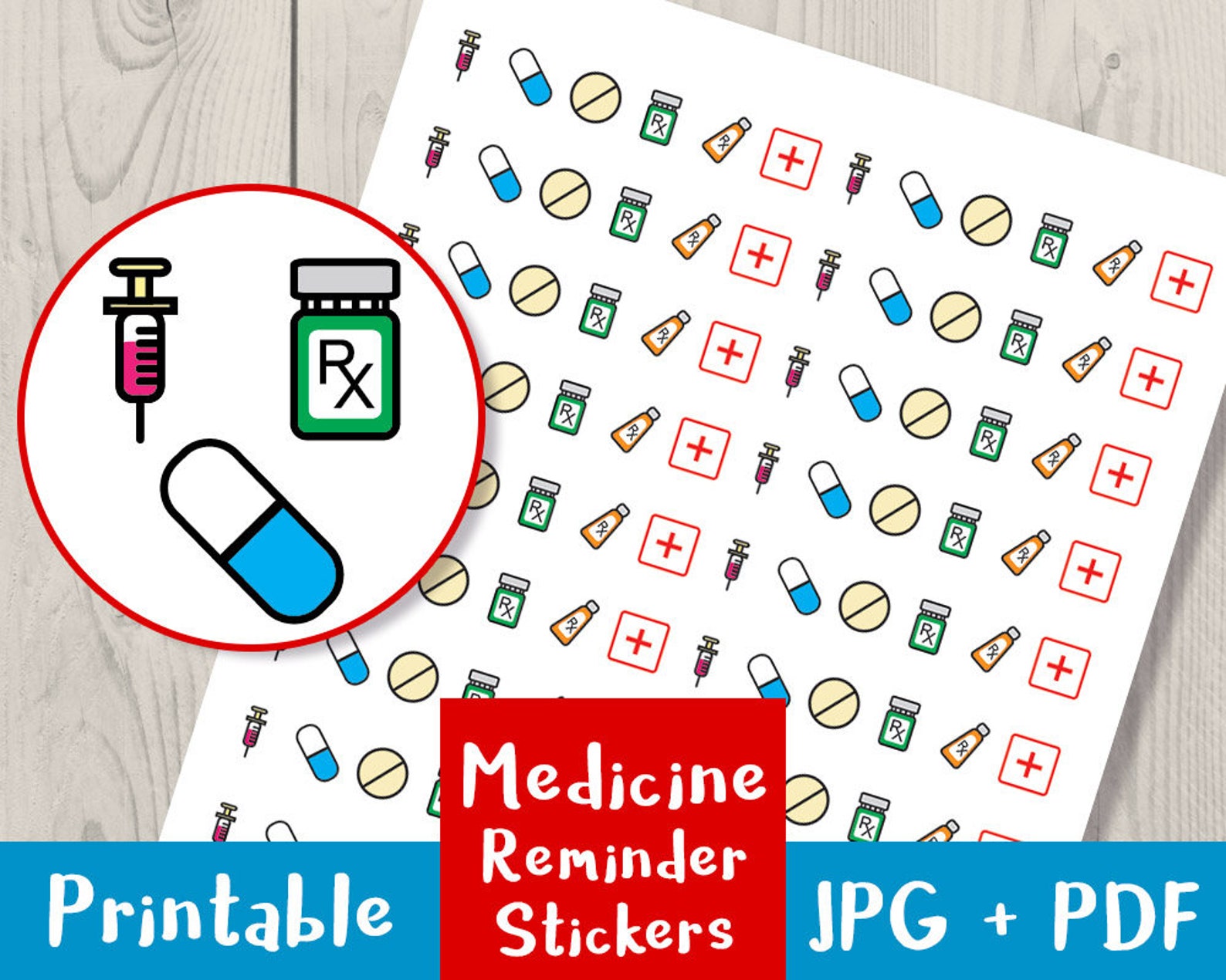 Medicine Reminder Stickers Bullet Journal Stickers Printable - Etsy