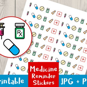 Medicine Reminder Stickers, Bullet Journal Stickers Printable Planner ...
