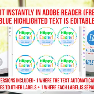 Hoppy Easter Stickers Printable, Easter Labels Printable, Easter Gift ...