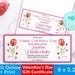 Valentine's Gift Certificate Printable, Editable Gift Certificate ...