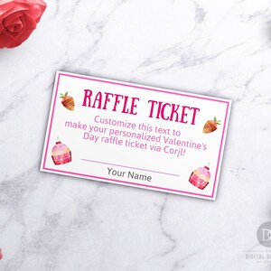 Valentine's Desserts Raffle Ticket Template, Printable Valentine's Day ...