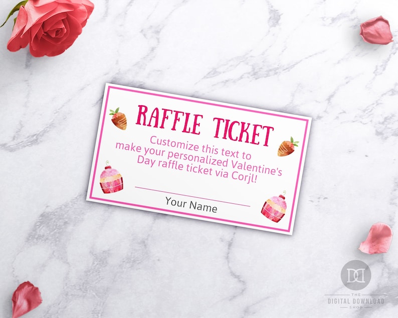 Valentine's Desserts Raffle Ticket Template Printable | Etsy