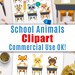 School Animals Clipart, Woodland Animals Back to School Clipart, Cute ...