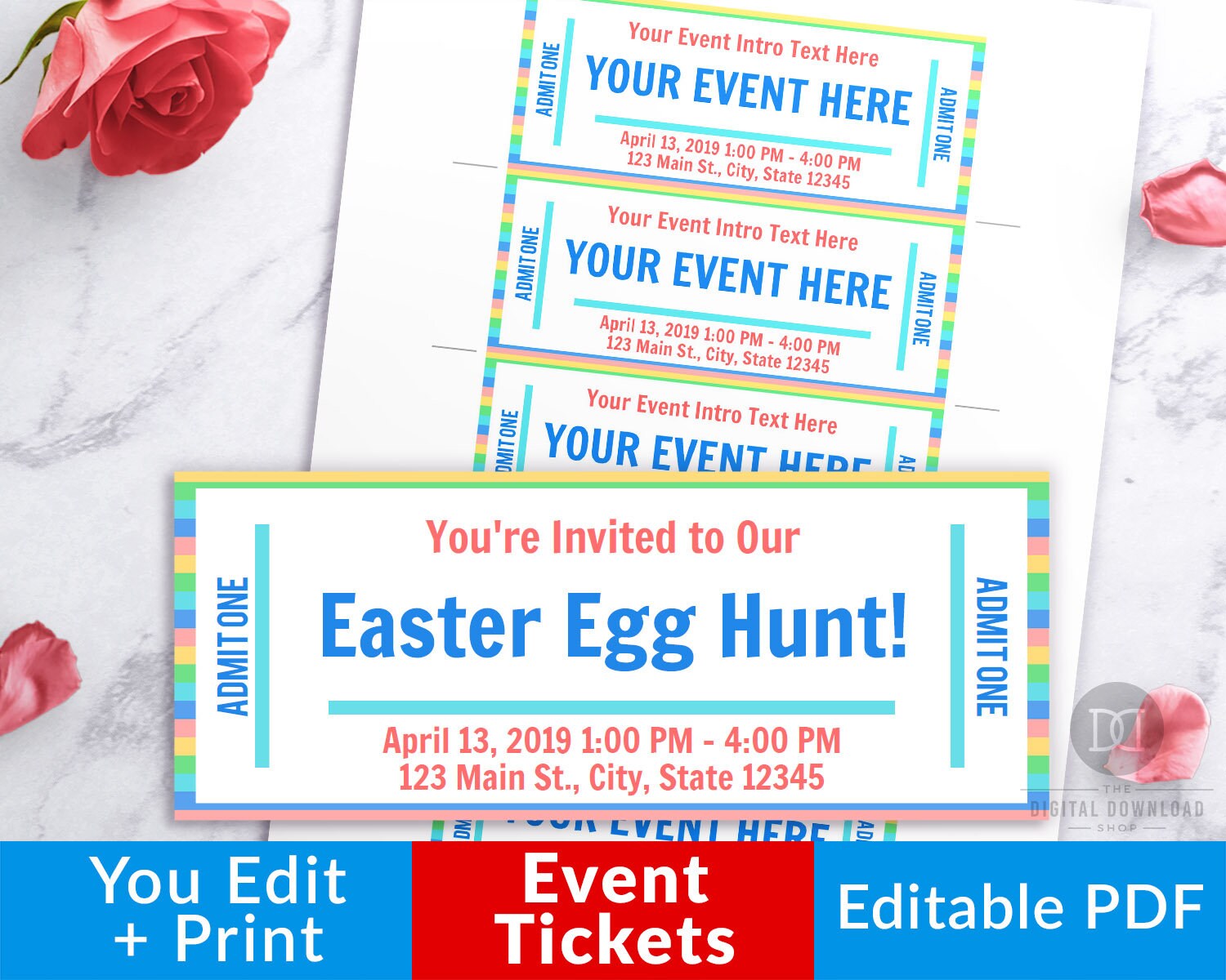 Spring Event Ticket Printable Easter Event Ticket Editable - Etsy