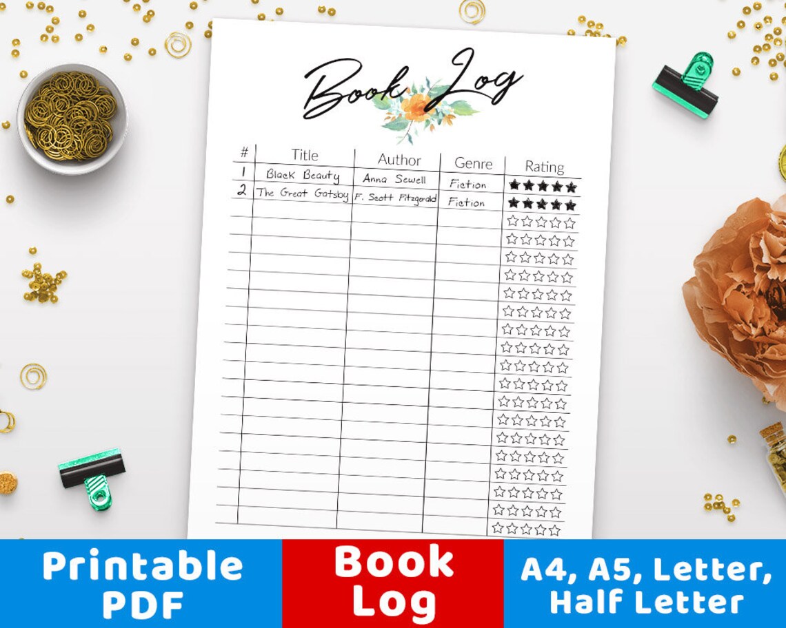 Reading Tracker Printable, Book Log Printable, Book Tracker Planner ...