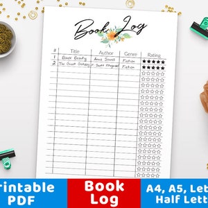 Reading Tracker Printable, Book Log Printable, Book Tracker Planner ...